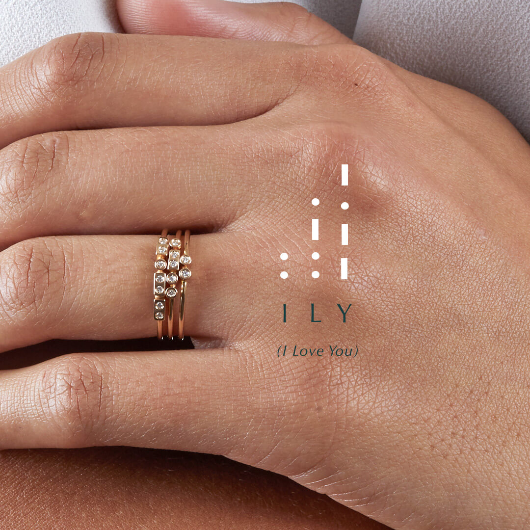“ILY” Mayfair Rings - 18ct Yellow Gold | Morse Code Diamond Rings ...