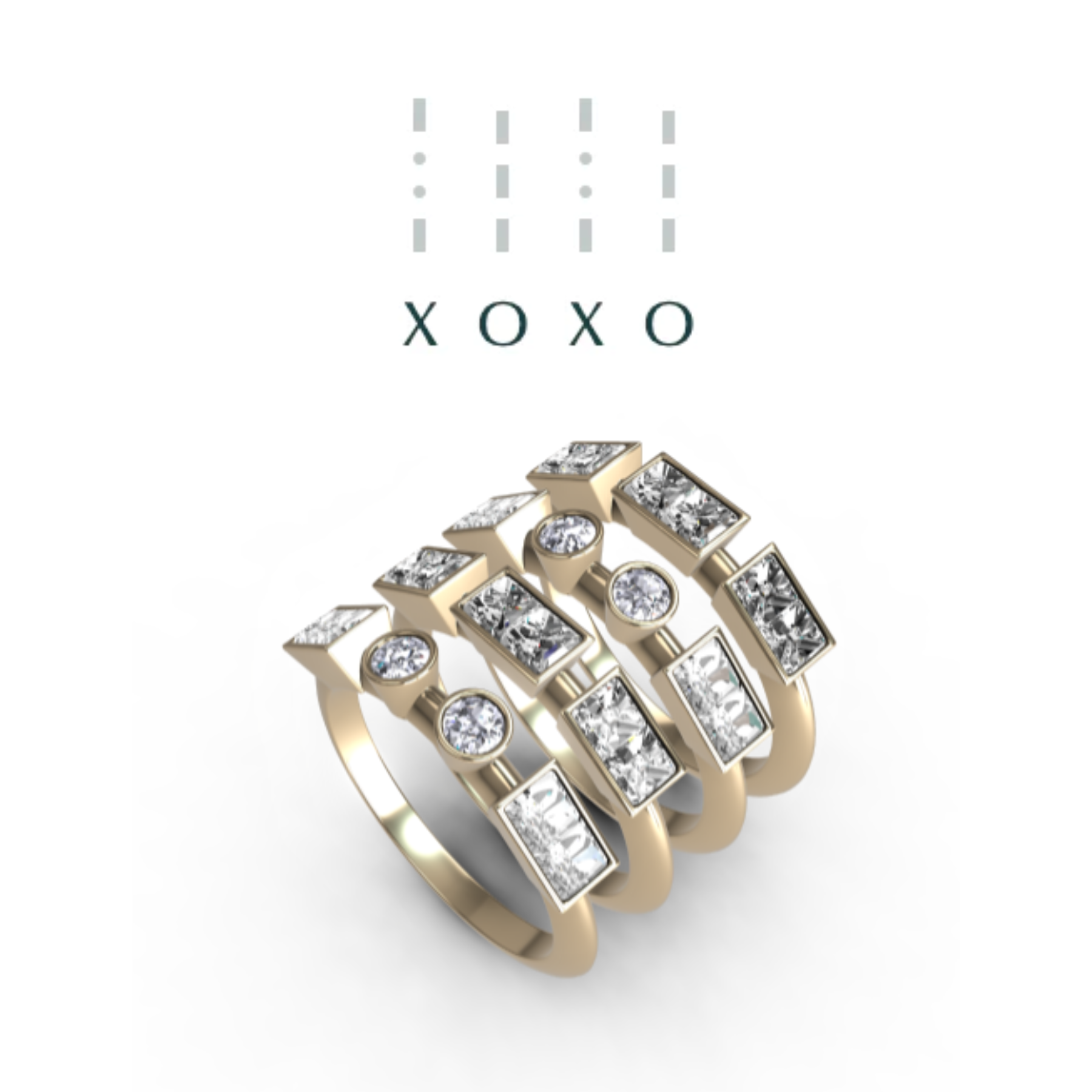 “XOXO” Amanti Rings - 18ct Yellow Gold | Morse Code Diamond Rings ...